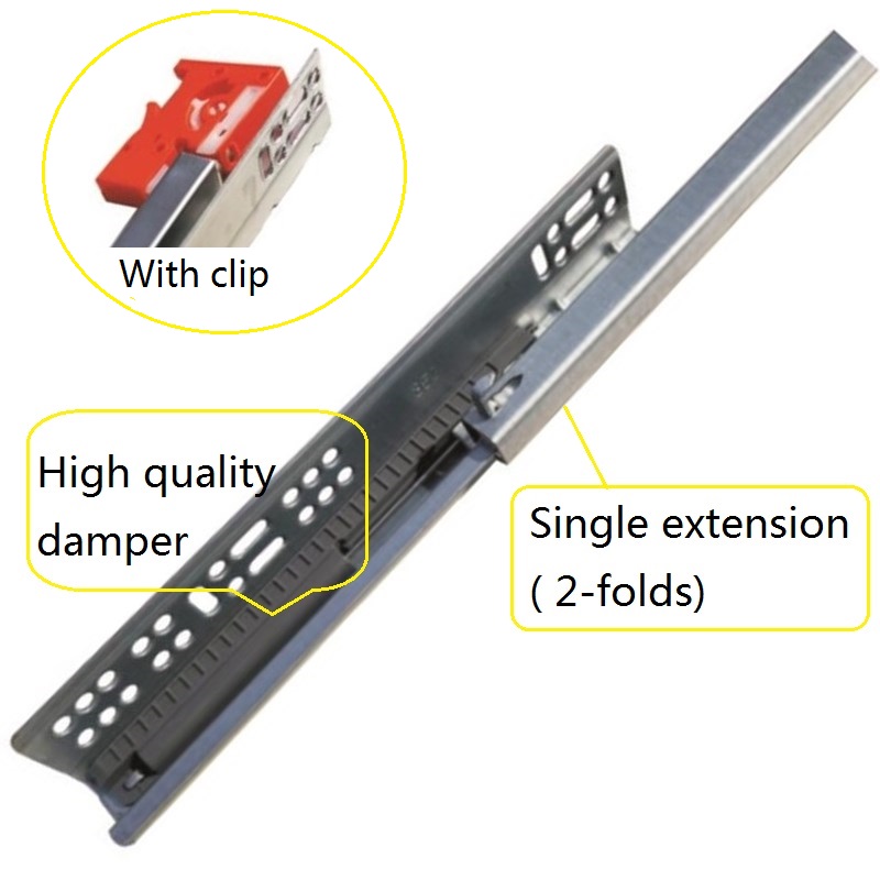 Self Close Ball Bearing Slide, Single Extension Concealed Undermount ...